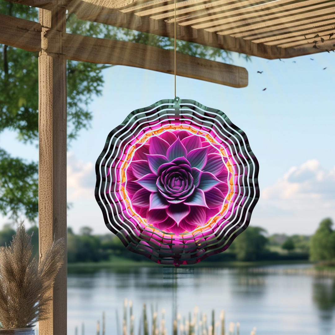 Lotus Flower Wind Spinner | Zen Garden Art, Spiritual Decor - Etsy