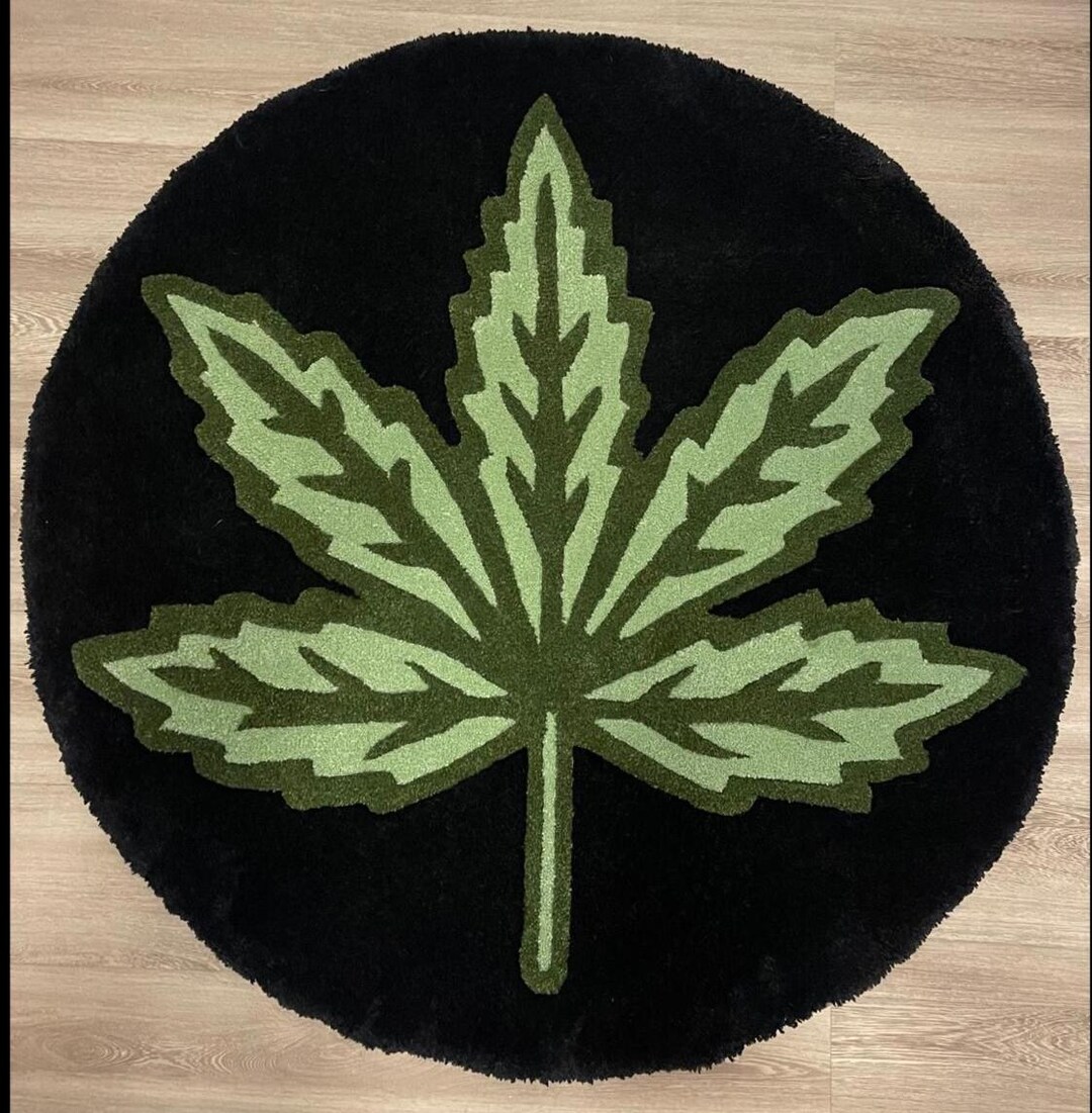 Marijuana Leaf Tufted Rug | Handmade 420 Decor, Veteran Made - Etsy
