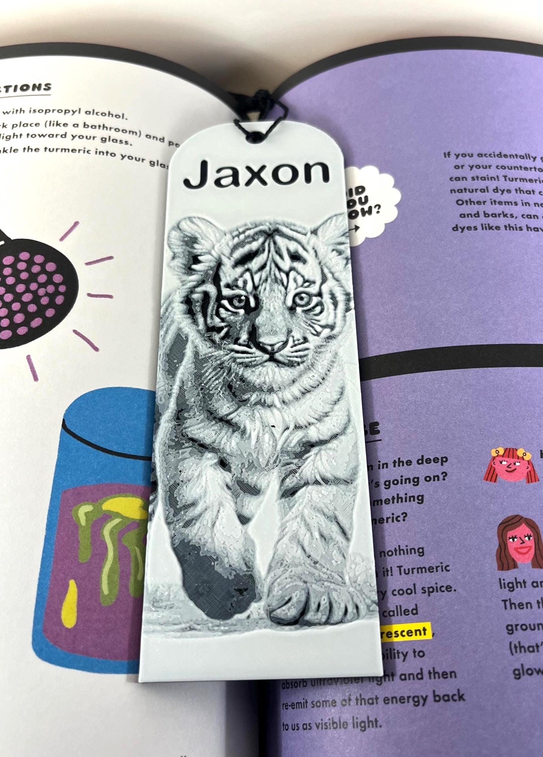 Custom Baby Tiger Bookmark – Personalized Name – 3D Textured Print ...