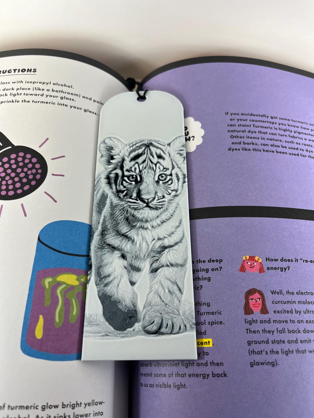 3D Textured Baby Tiger Bookmark for Kids - Black & White - Fun Animal ...