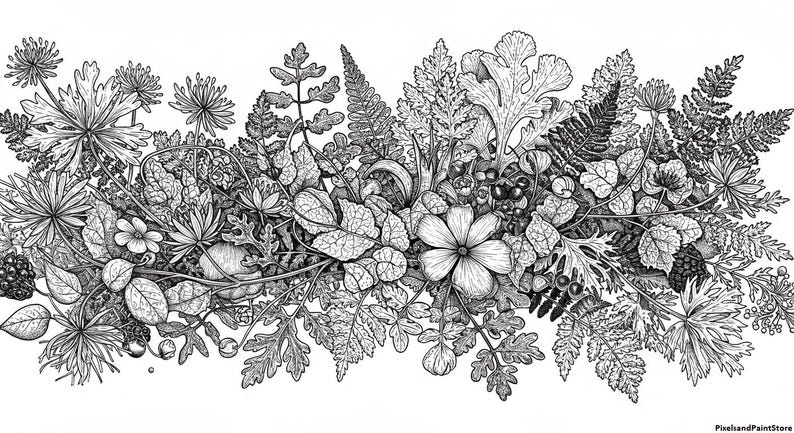 Nature Inspired Digital Line Art - Etsy