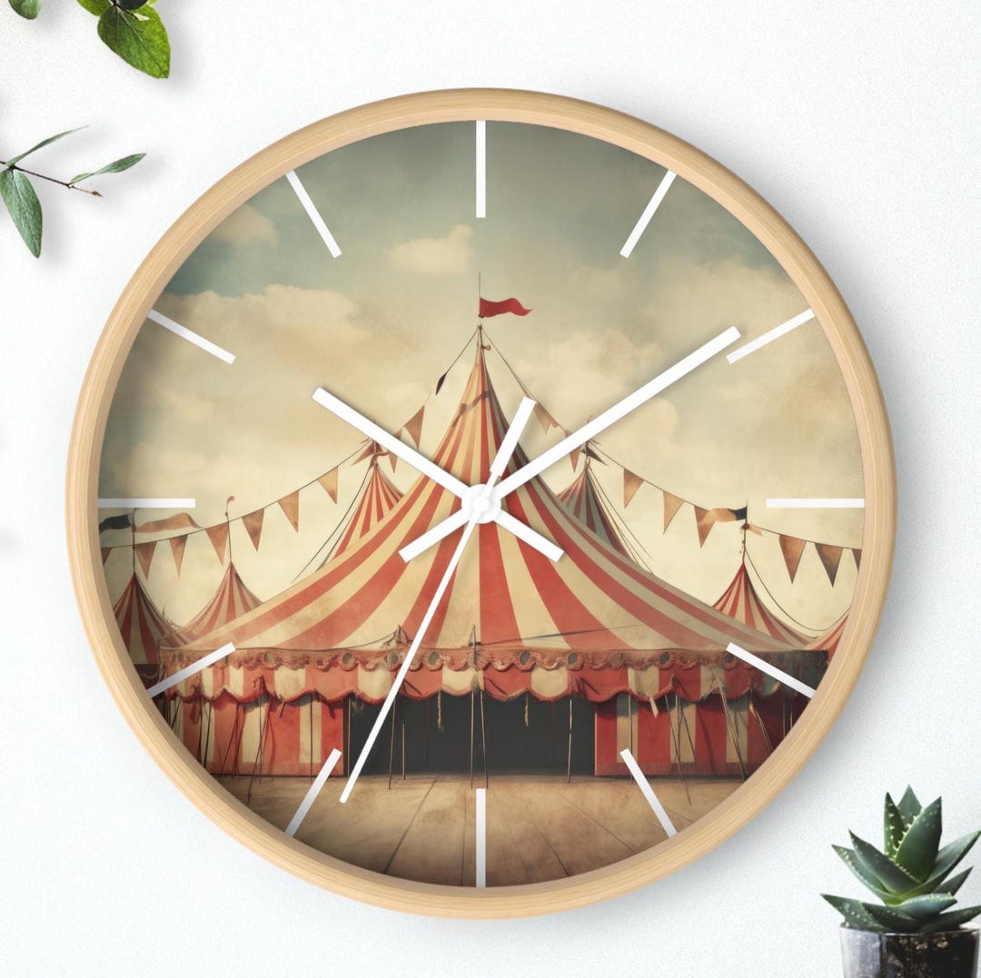 Vintage Circus Tent Wall Clock | Carnival Striped Big Top Decor - Etsy