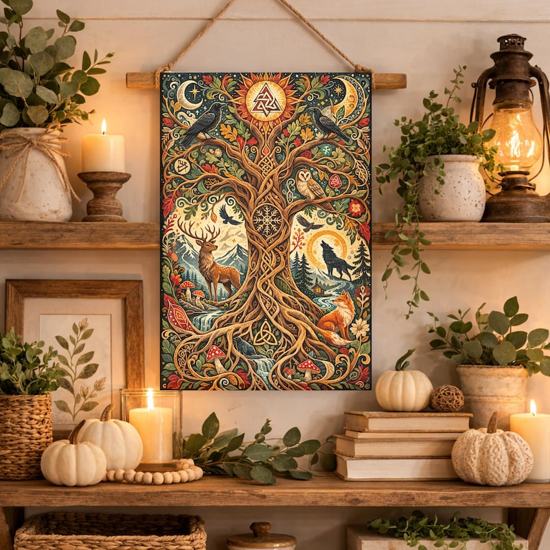Tree of Life Garden Flag, Norse Yggdrasil Flag, Viking Mythology Decor ...