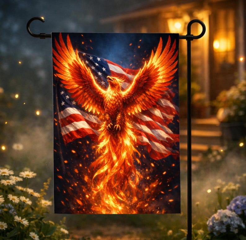 Phoenix American Flag Garden Flag, Fourth of July Yard Decor - Etsy