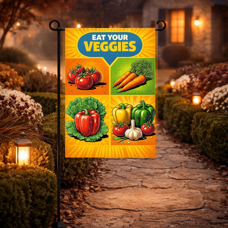Eat Your Veggies Garden Flag, Vegetable Garden Yard Decor - Etsy UK