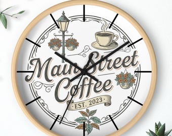 Coffee Wall Clock 3D Look 2D Printed Silent Rustic MDF Clock for ...
