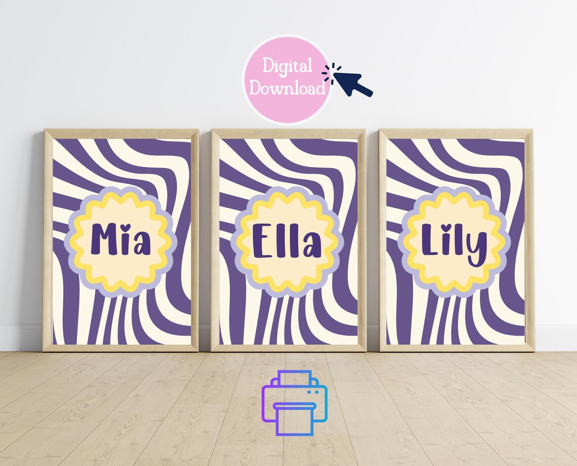Personalized Baby Name Print - Custom Initial Wall Art, Nursery Decor ...
