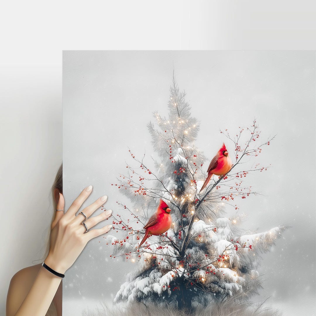 Christmas Cardinals Canvas Print: Winter Cabin Decor - Etsy