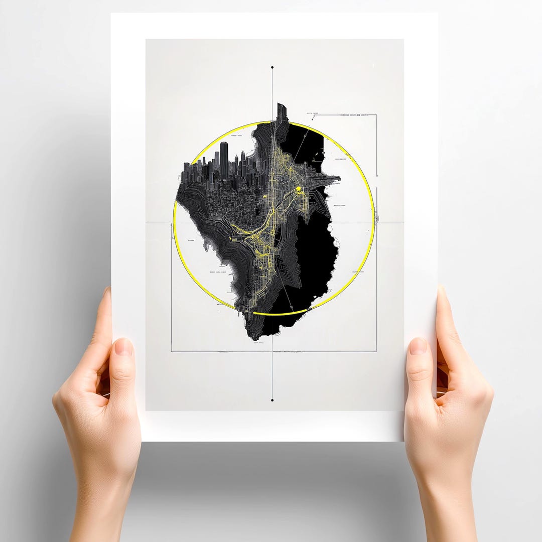 Chicago Abstract City Map Poster Print: Modern Urban Grid Wall Art - Etsy