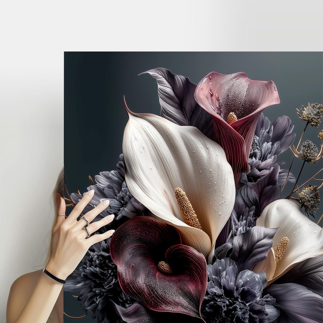 Calla Lily Canvas Print: Moody Merlot Luxury Bouquet, Mother's Day Gift ...
