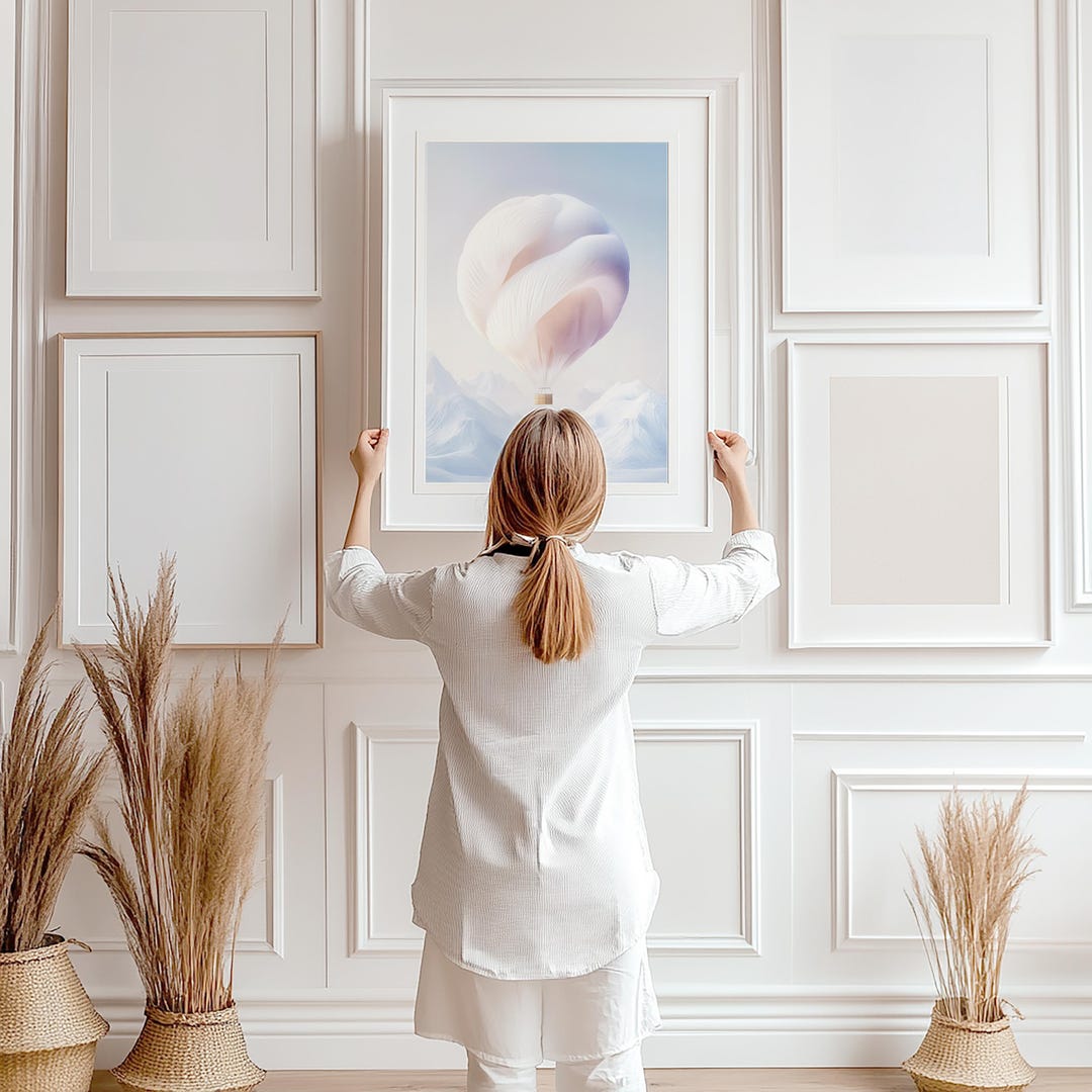 Floating Pillars Surreal Wall Art – Boho Japandi Architecture Print ...