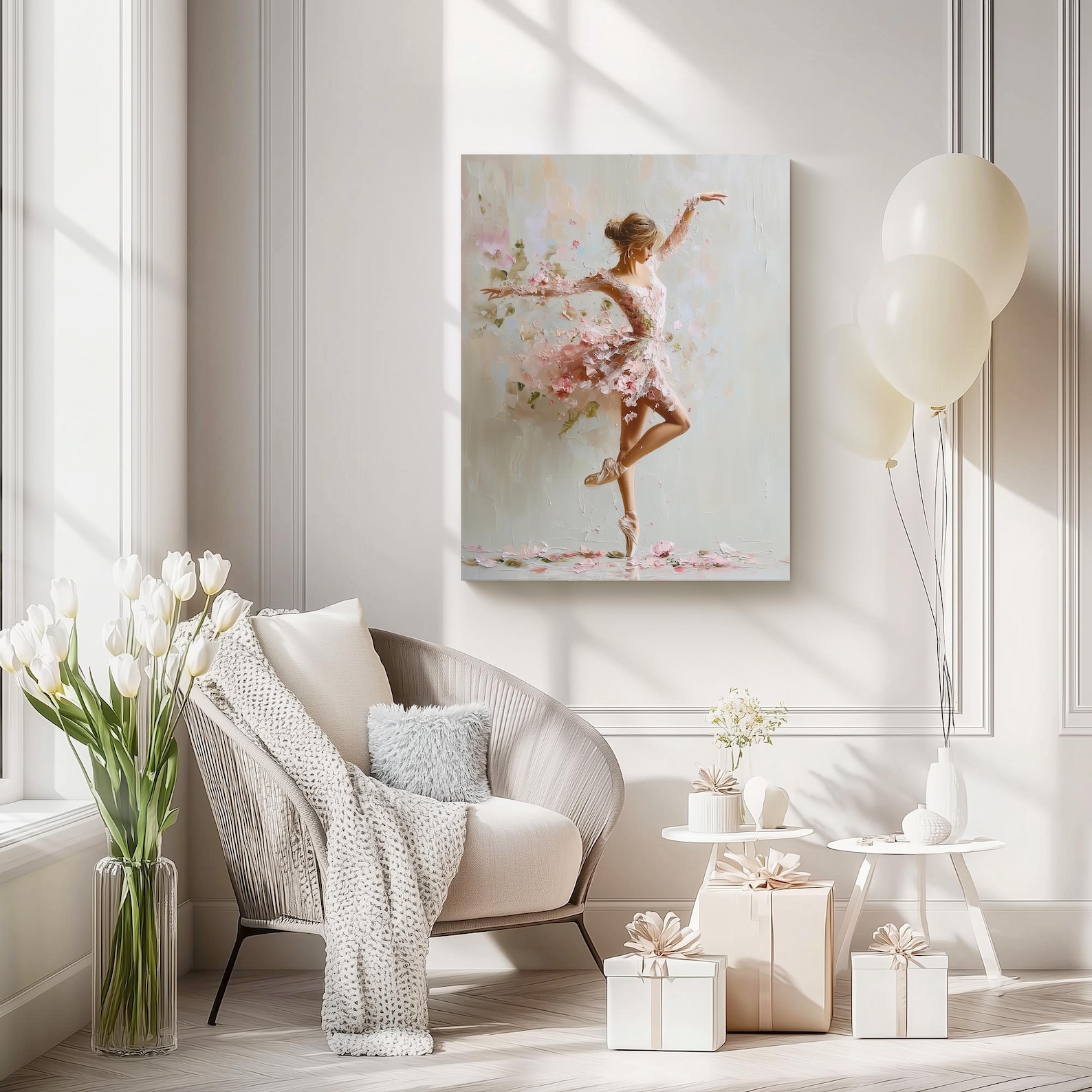 Elegant Ballet Dancer Canvas Print: Pastel Expressionist Painting, Girl ...
