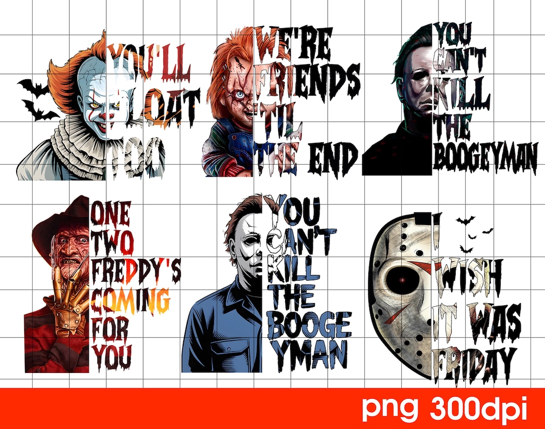 Horror Movie Character PNG Bundle: Halloween Designs (digital Download ...