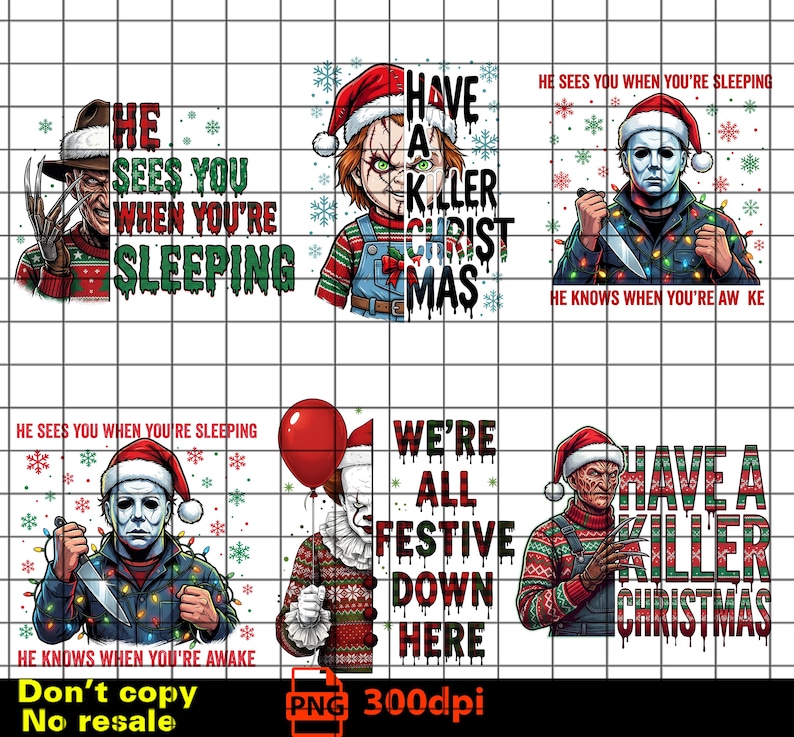Merry Creepmas PNG, Horror Christmas Clipart, the Boys of Winter Design ...