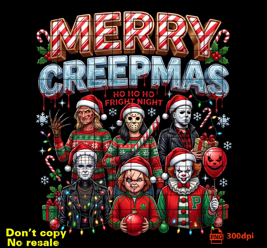 Merry Creepmas PNG, Horror Christmas Clipart, the Boys of Winter Design ...