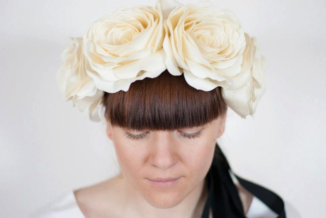 Ivory Wedding Flower Crown, Band for Head, Waistband, Shoulder ...