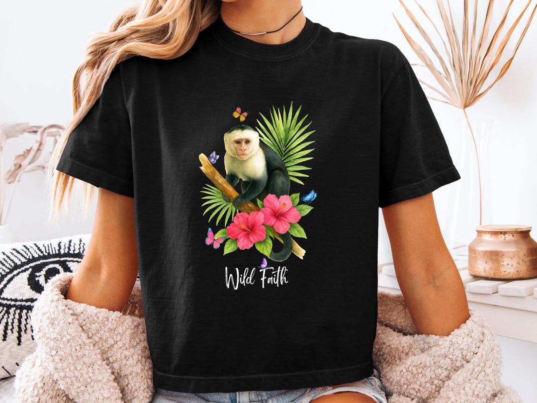 Tropical Capuchin Monkey Women's Boxy Tee, Monkey T Shirt, Monkey Lover ...