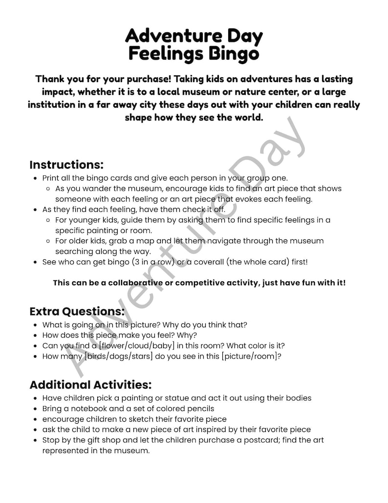 Printable Feelings Bingo Game for Kids - Perfect for Museums, Preschool ...