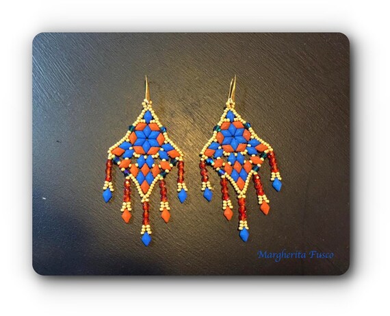 Sioux earrings pattern tutorial with diamond duo beads | Etsy