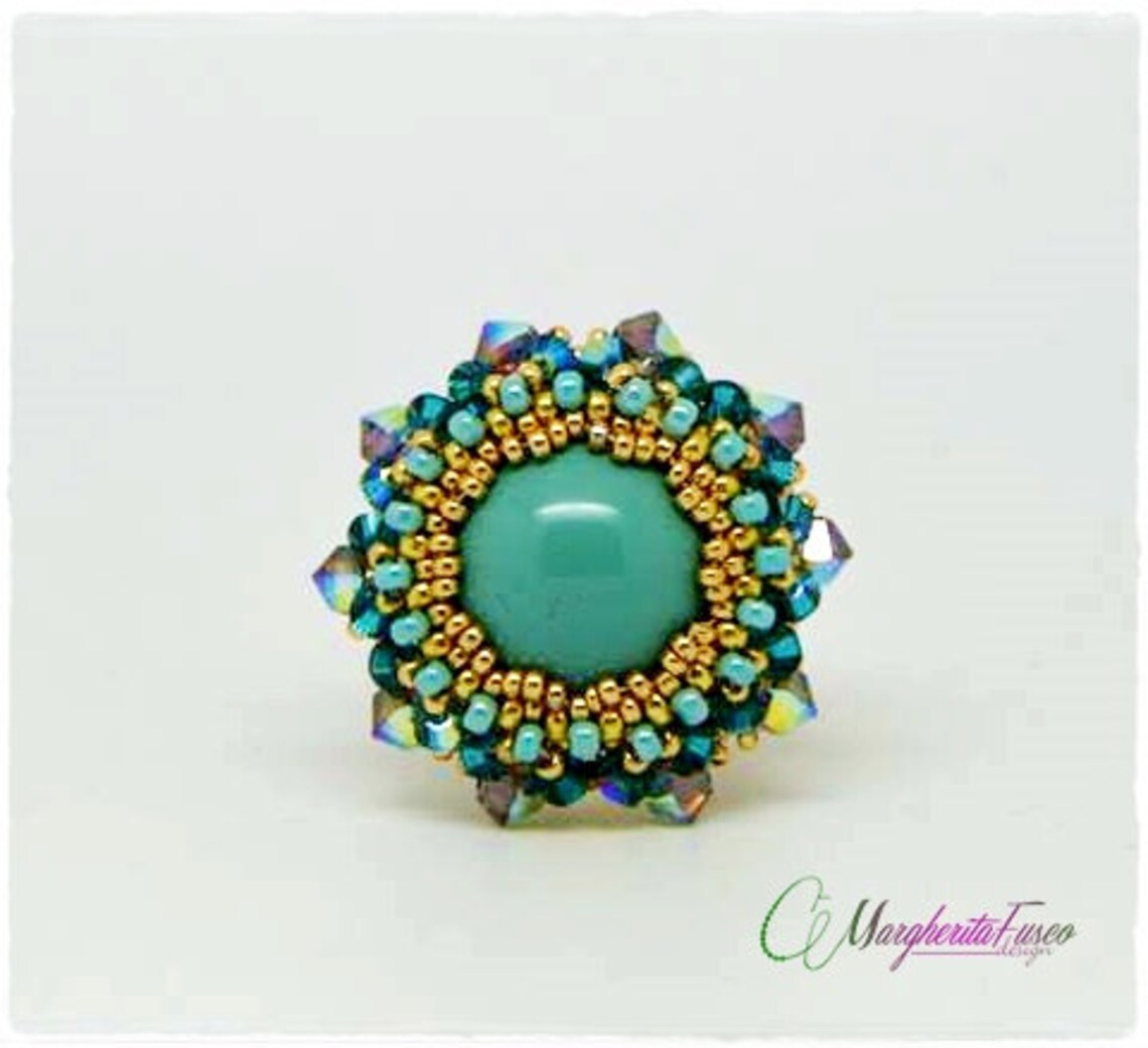 How to Make Anna Ring. Bead Pattern, Tutorial With Swarovski and Seed Beads. DIY Ring - Etsy