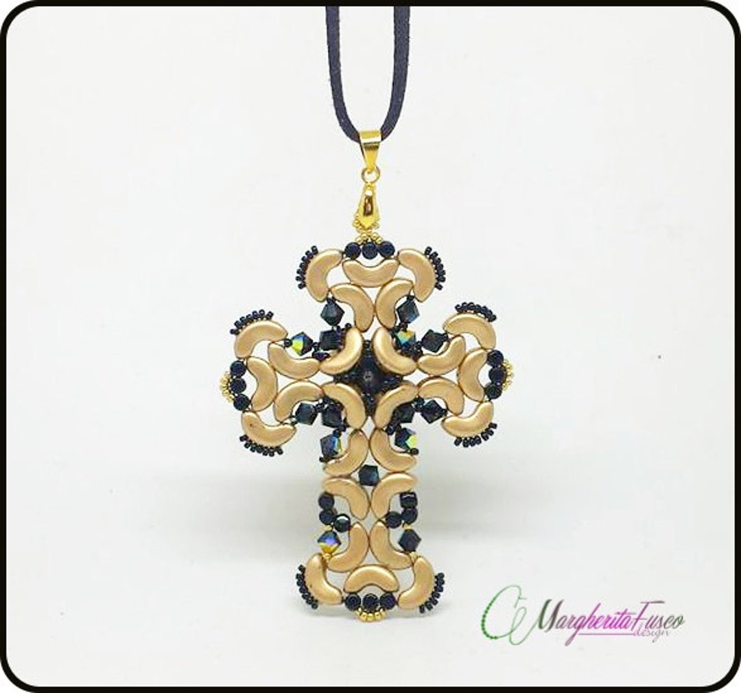 Gothic Cross Pendant Pattern. Pdf Tutorial With Minos and Arcos Beads ...
