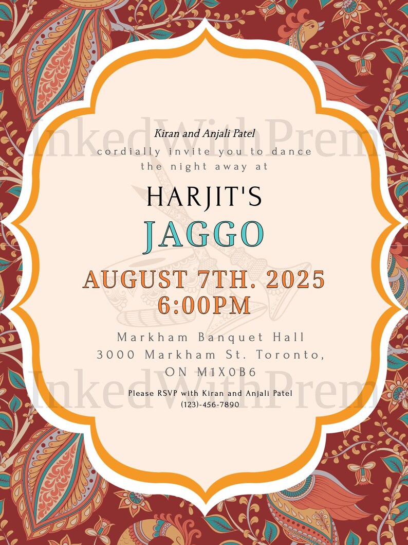 Editable Jaggo/sangeet/wedding Invitation Template - Etsy