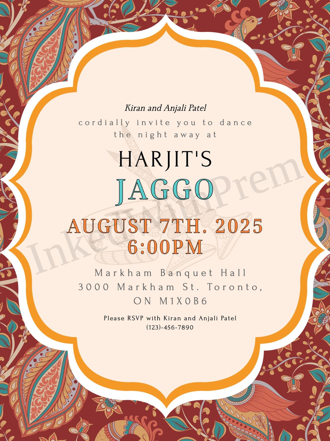 Editable Jaggo/sangeet/wedding Invitation Template - Etsy