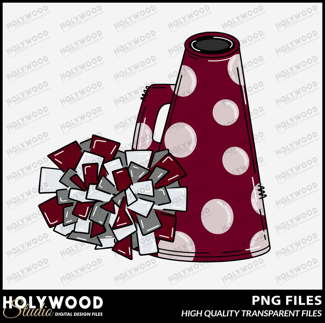 Cheer Megaphone and Pom-poms Digital Design Download, Cheerleading ...