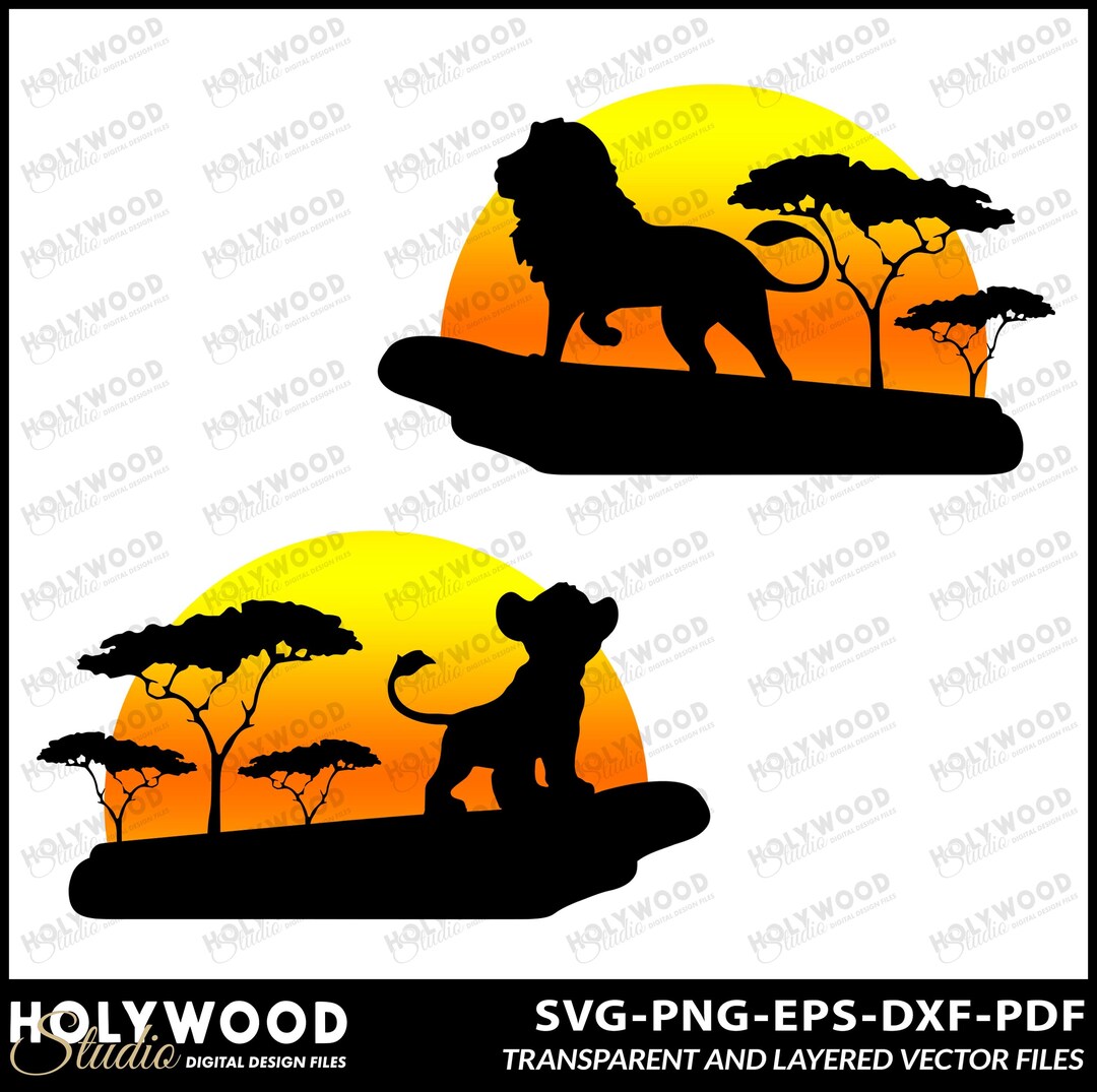 Simba and Mufasa Silhouette Digital Design Download, Lion King Inspired ...