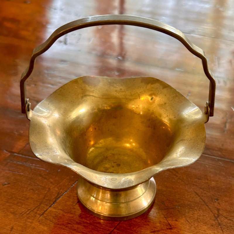 Antique Brass Bowl Basket - Etsy