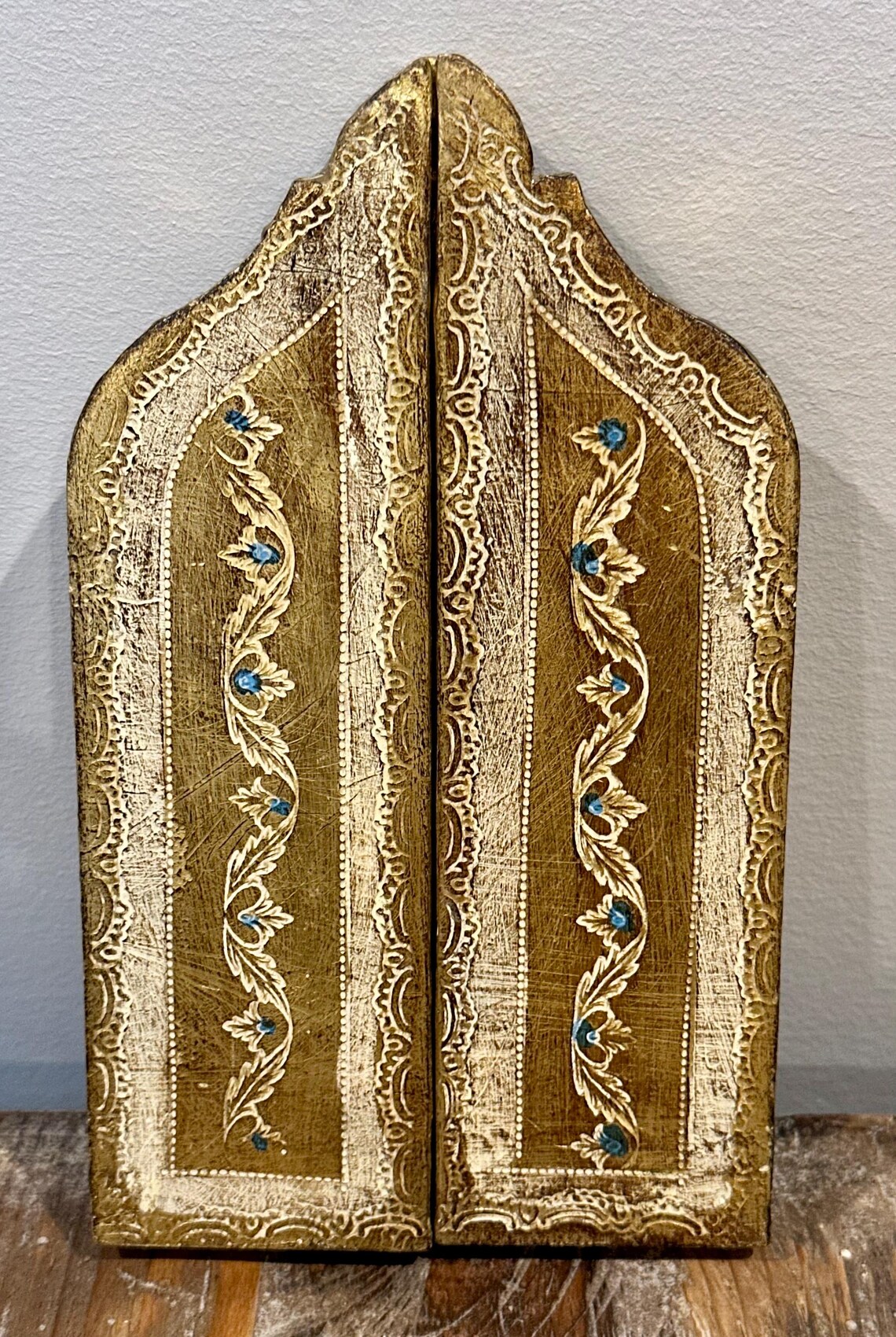 Vintage Religious Triptych, Florentine Design, Made in Italy 7.5x9 ...