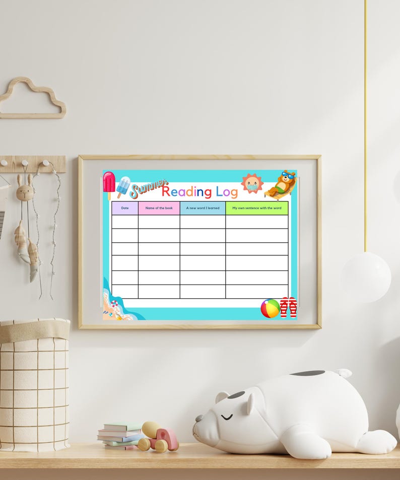 Summer Reading Chart Summer Reading Log, Reading Log for Kids, Kids ...