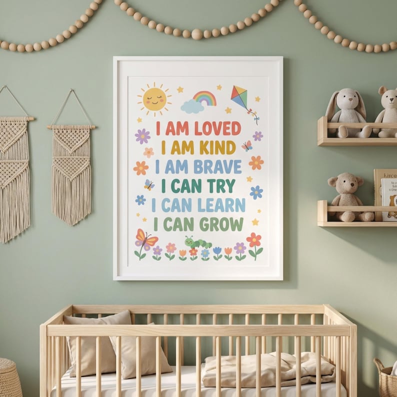 Kids Affirmation Wall Art Printable Nursery Positive Affirmations ...