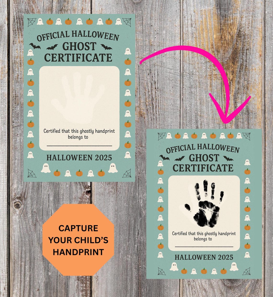 Spooky Halloween Handprint Art: Ghost & Certificate Keepsake (PDF ...