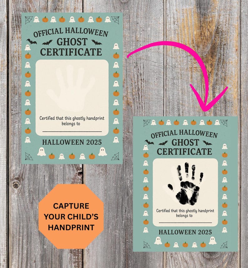 Spooky Halloween Handprint Art: Ghost & Certificate Keepsake (PDF ...