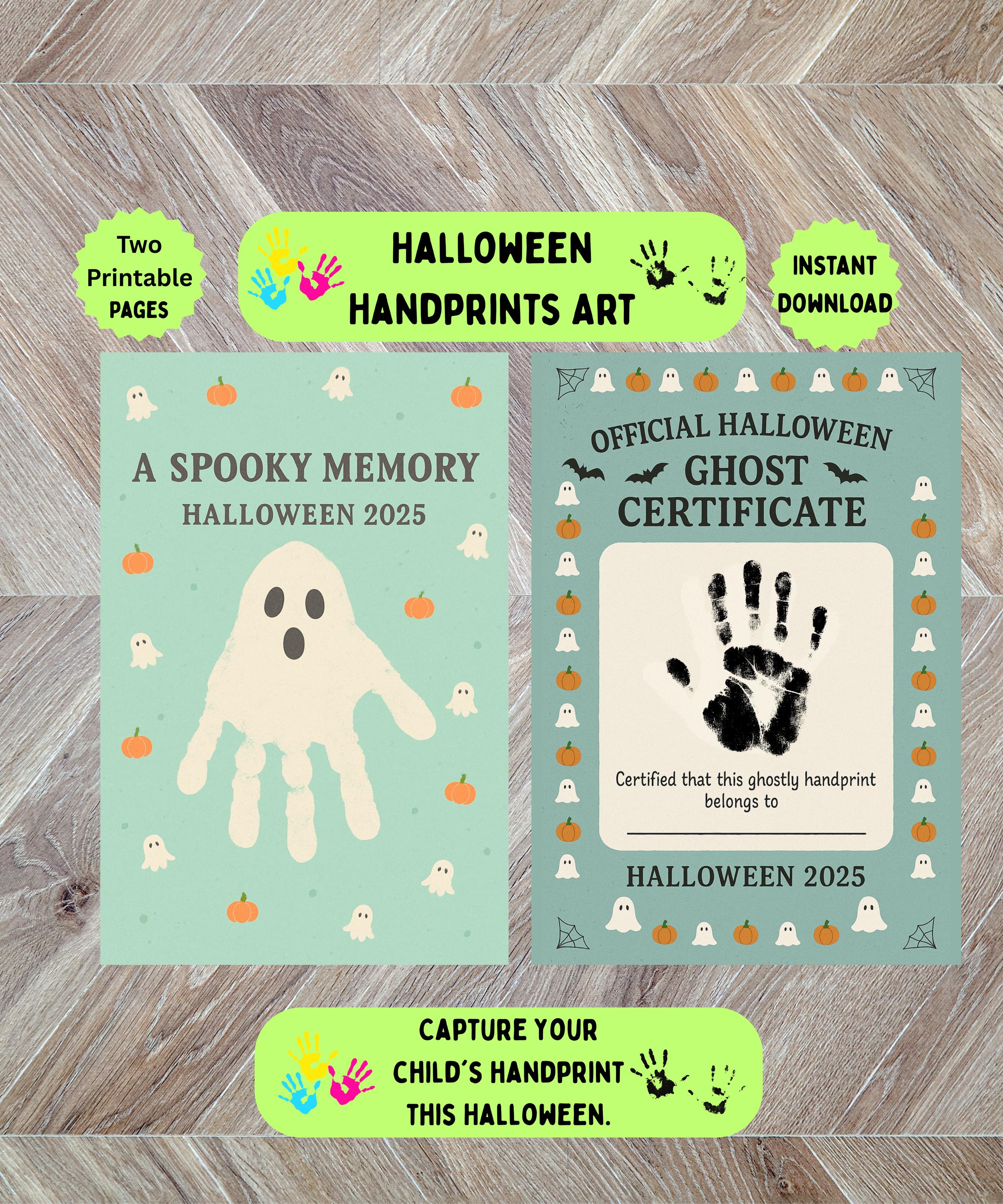 Spooky Halloween Handprint Art: Ghost & Certificate Keepsake (PDF ...