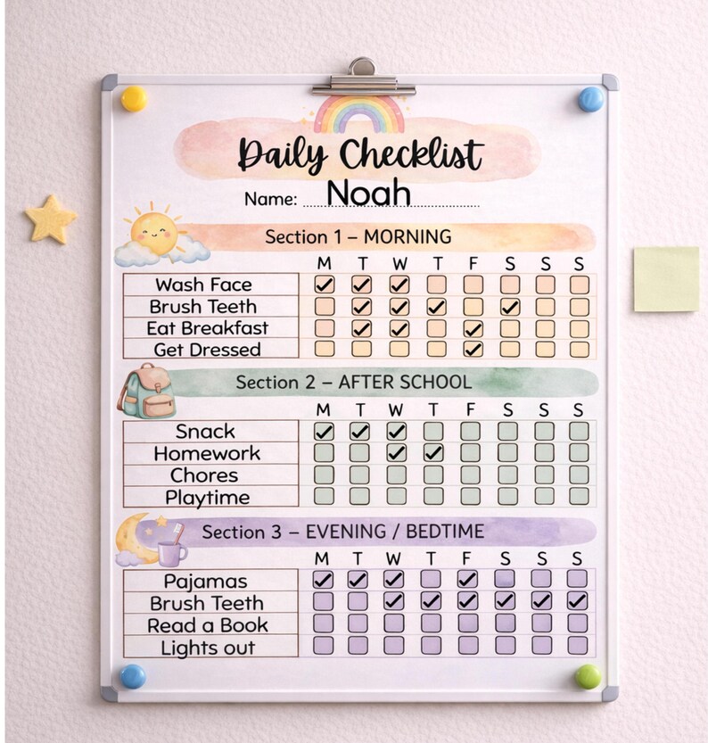 Kids Daily School Checklist, Responsibility Chart, to Do List, Editable ...