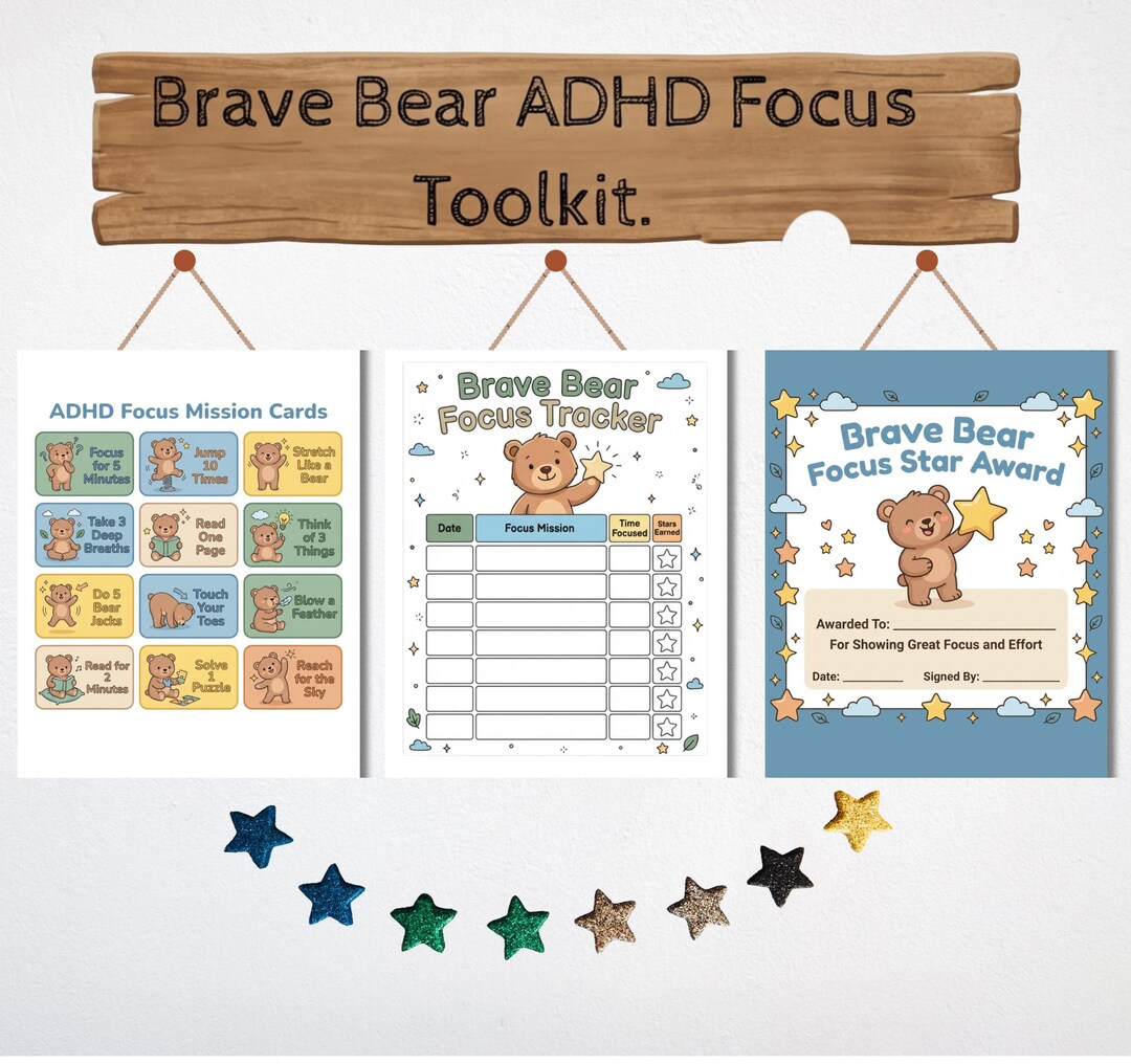 ADHD Focus Mission Cards for Kids, ADHD Printable Focus Toolkit, Brave ...
