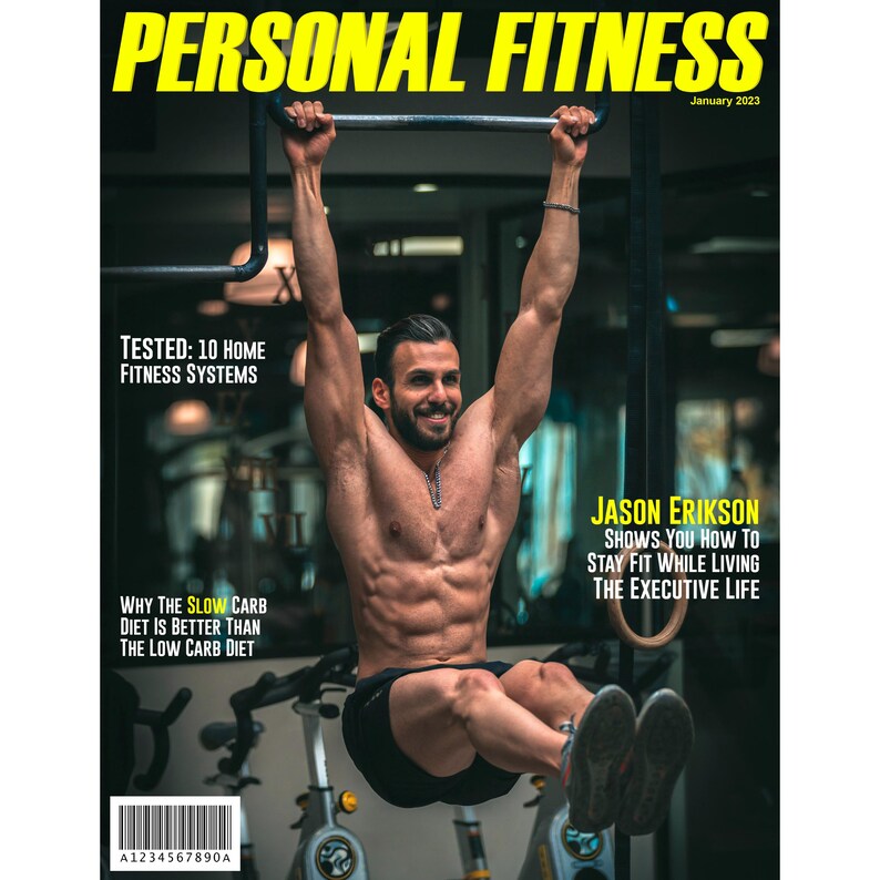 Personal Fitness Magazine Cover Template on Canva (includes 12 ...
