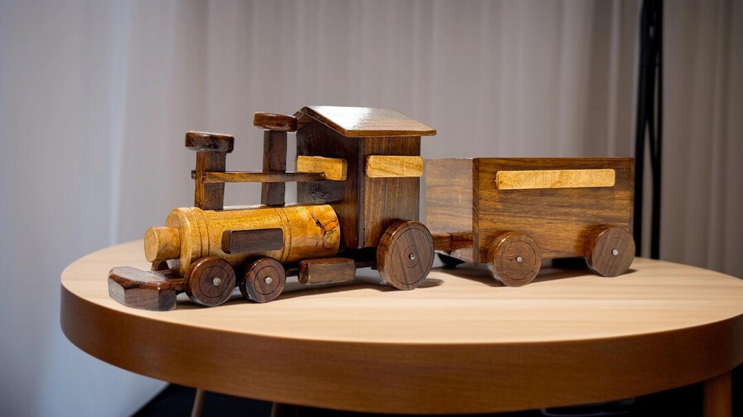 Miniature Wooden Train Handcrafted From Black Sheesham Wood Vintage ...