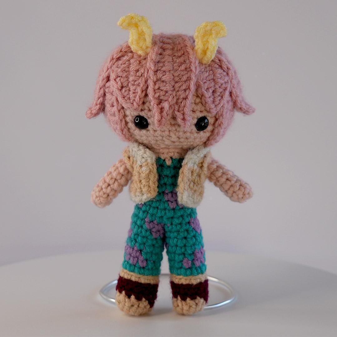 Mina Ashido - Pinky - My Hero Academia Crochet Chibi Plush, 7 Inch Doll ...