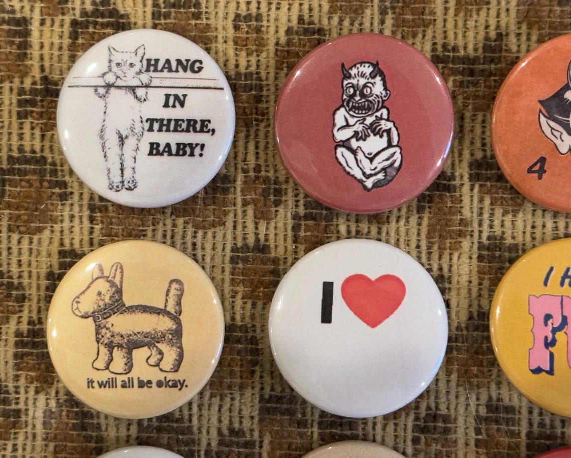Vintage Inspired Pins - Reproduction Pinback Buttons Handmade Retro ...