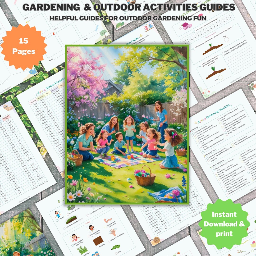 Gardening and Outdoor Activities Guide for Kids and Adults, Worksheets ...