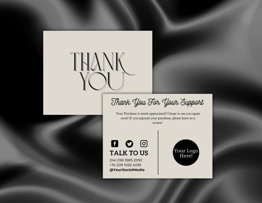 Editable Classy Thank You Card Template, Editable on Canva Size 5.5 by ...