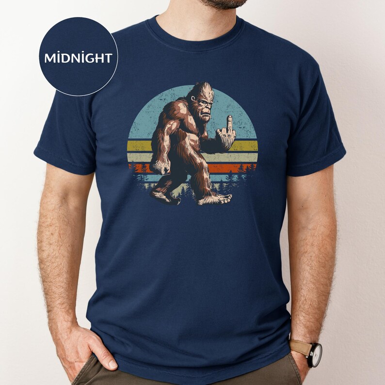 Funny Bigfoot Middle Finger Shirt, Retro Sasquatch Tee, Gag Gift for ...