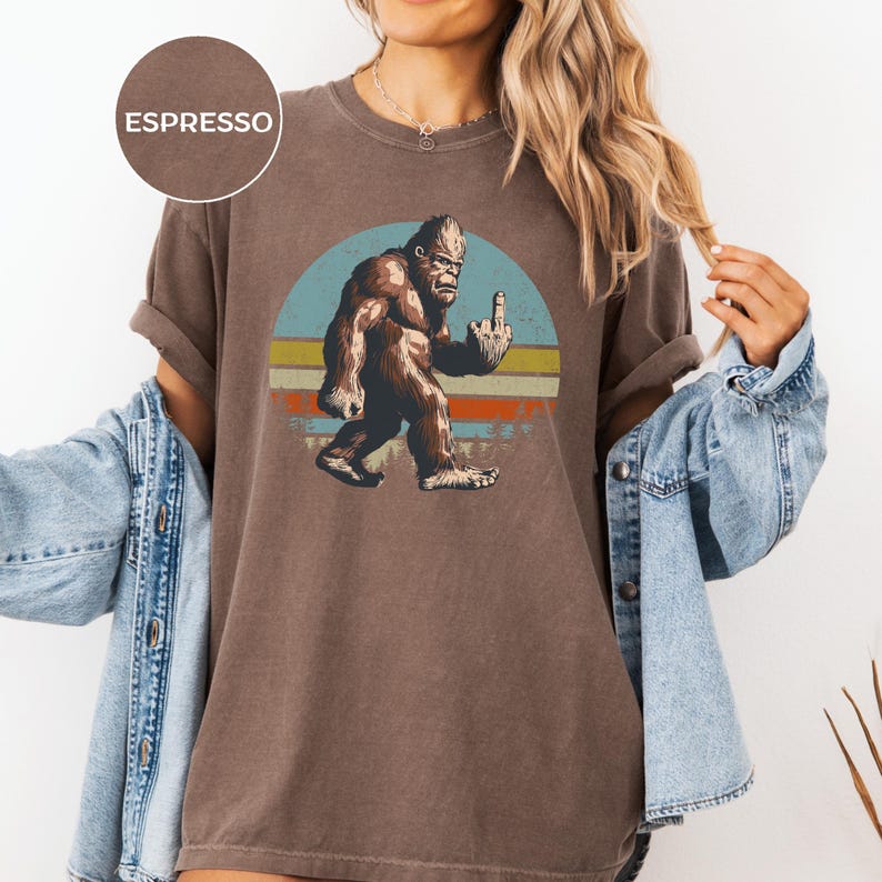 Funny Bigfoot Middle Finger Shirt, Retro Sasquatch Tee, Gag Gift for ...