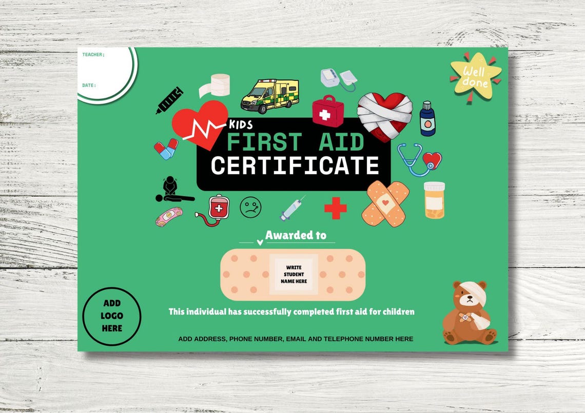 Children's Digital First Aid Certificate - Etsy