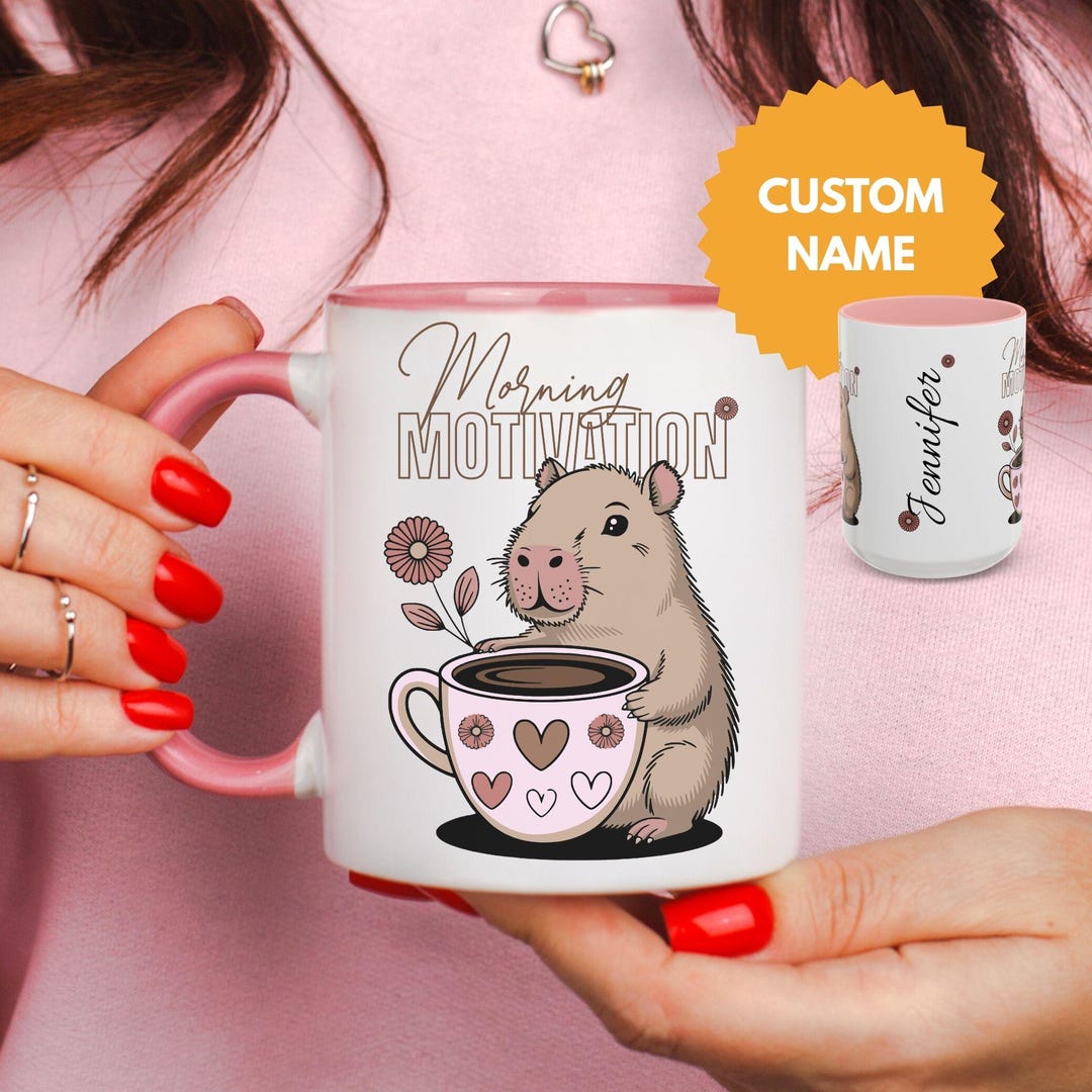 Personalized Cute Capybara Morning Motivation Coffee Mug, Perfect Gift ...