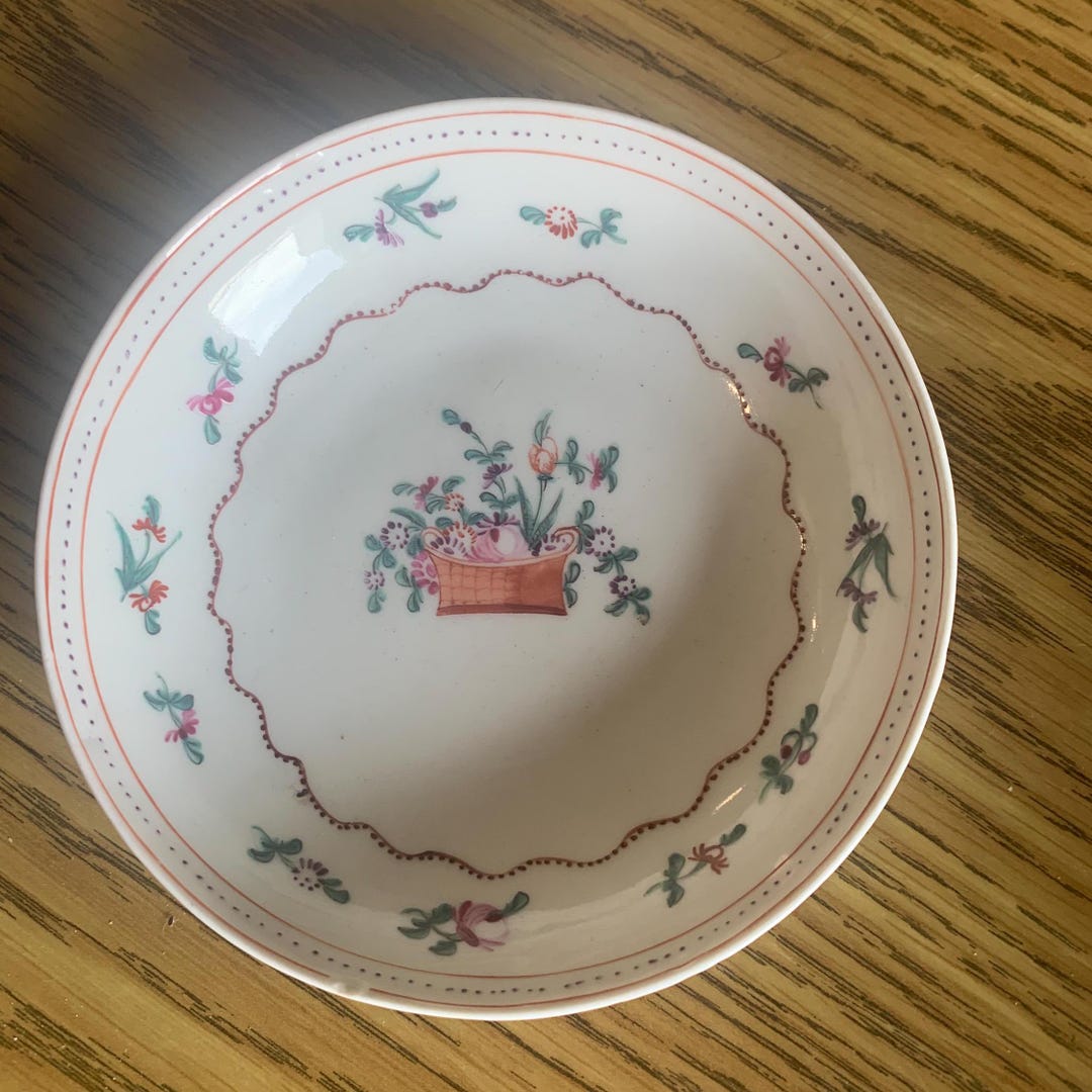 Antique British New Hall Pattern 171 Hand Painted Floral Basket Saucer ...