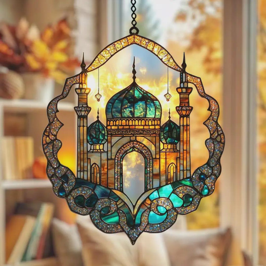Islamic Mosque Suncatcher: Faux Stained Glass Ramadan Decor - Etsy